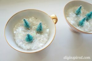 Mini Winter Forest in Vintage Tea Cups - DIY Inspired