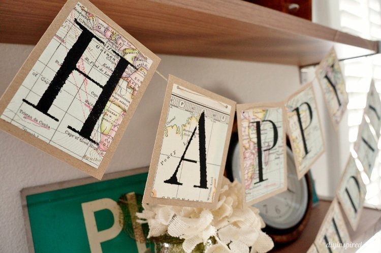 Recycled Map DIY Birthday Banner DIY Inspired