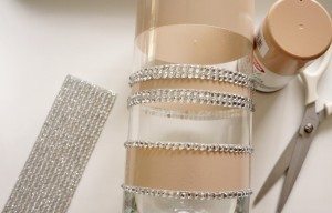 Spray Paint and Rhinestone DIY Wedding Vase - DIY Inspired