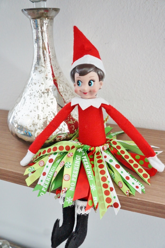 Elf On The Shelf DIY Ribbon Tutu DIY Inspired