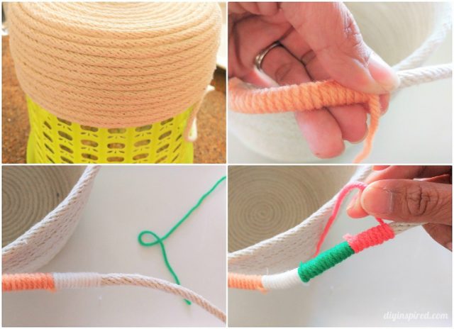 DIY Rope Basket with Yarn - DIY Inspired