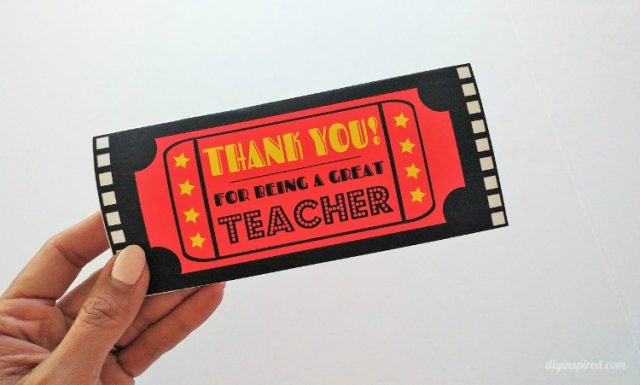 Thank You Teacher Movie Ticket Printable Envelope - DIY Inspired