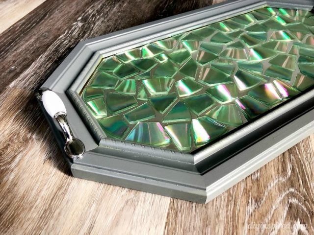 Resin Mosaic Tray with Recycled CDs and DVDs - DIY Inspired