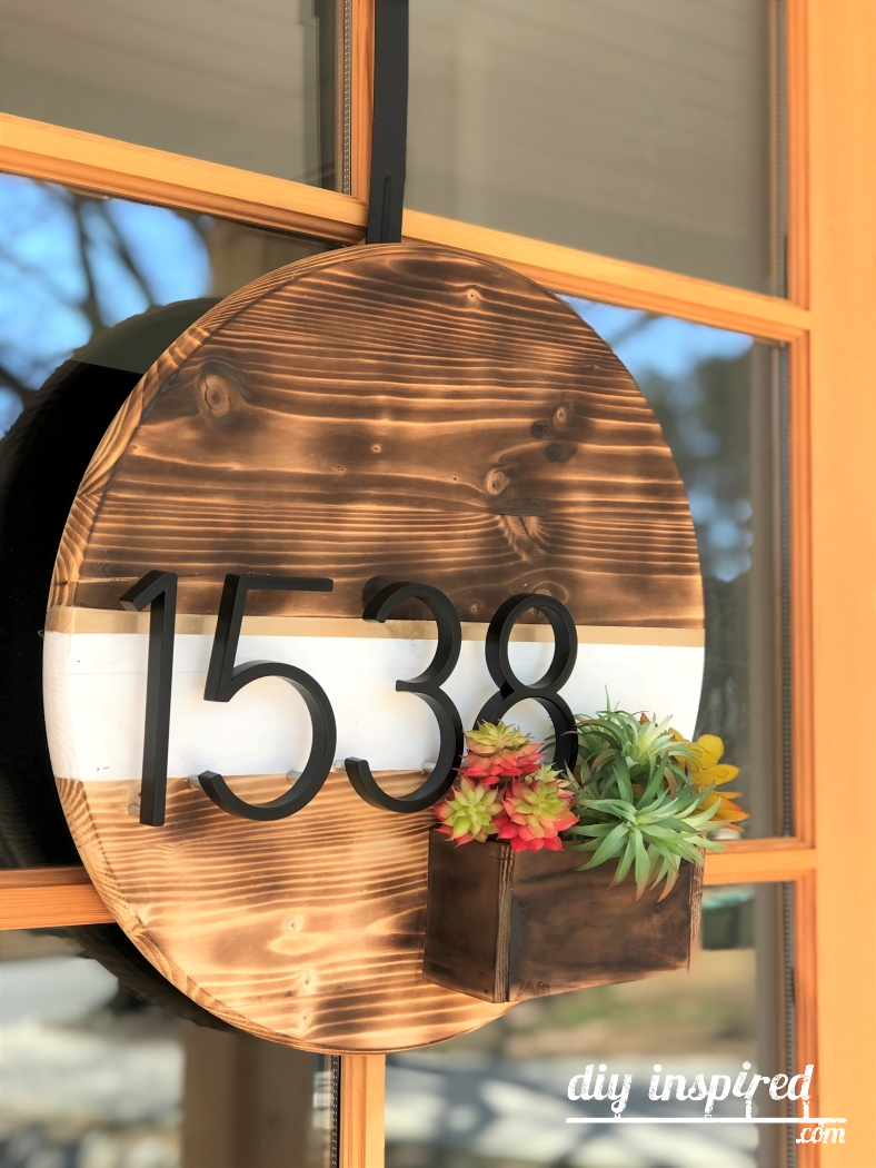 Torched Address Wreath with Floating Numbers - DIY Inspired